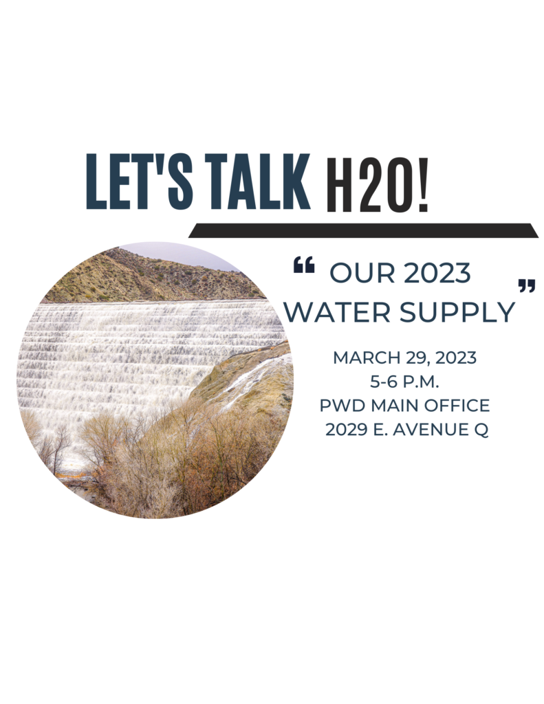 MARCH 29 LET’S TALK EVENT TO HIGHLIGHT PWD WATER SUPPLY & VOLUNTARY ...